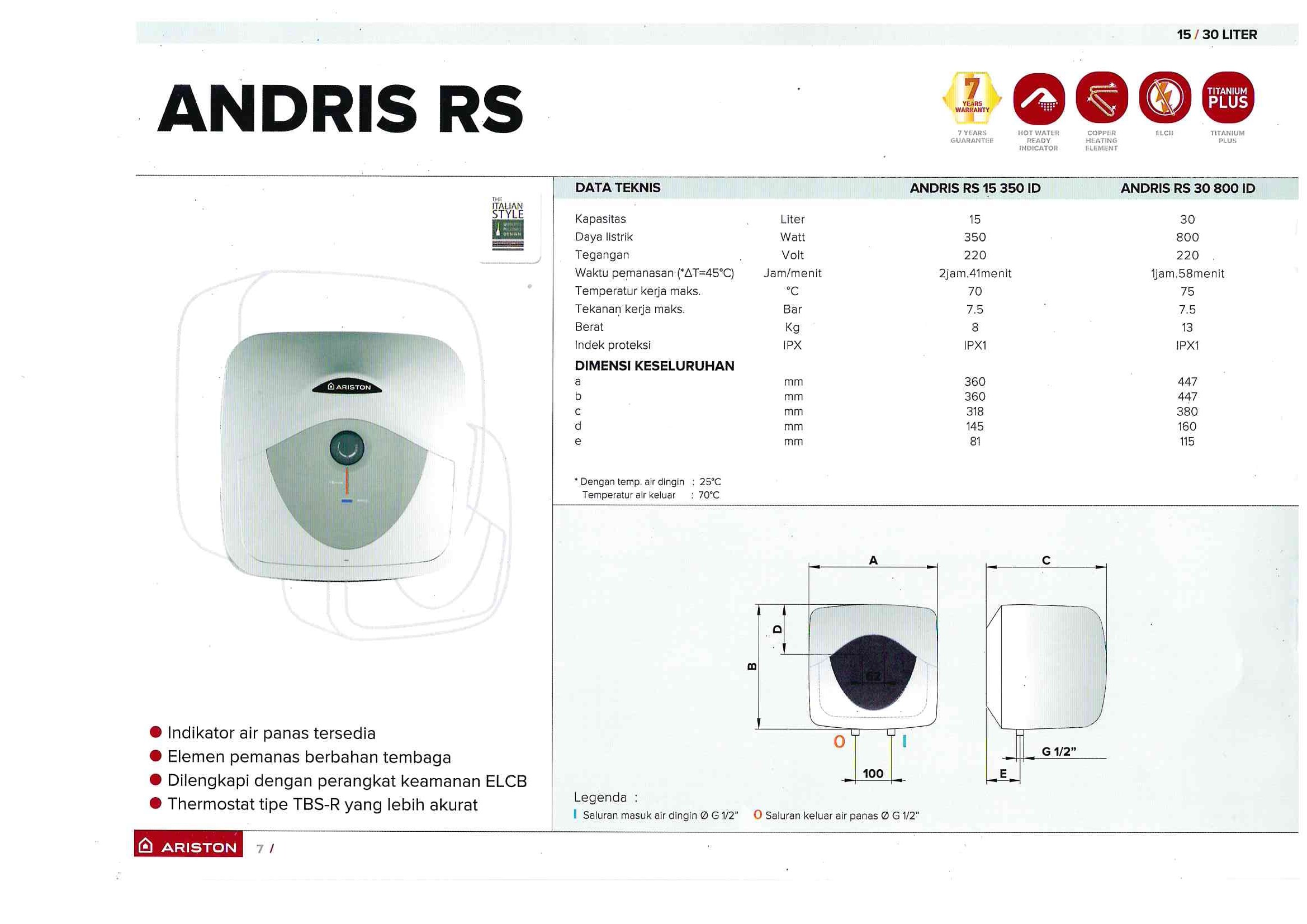 Ariston Water Heater AN 15 RS 350 Watt